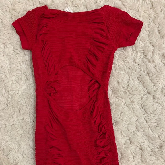Dresses | Red Ruched Bodycon Mini Dress | Poshmark